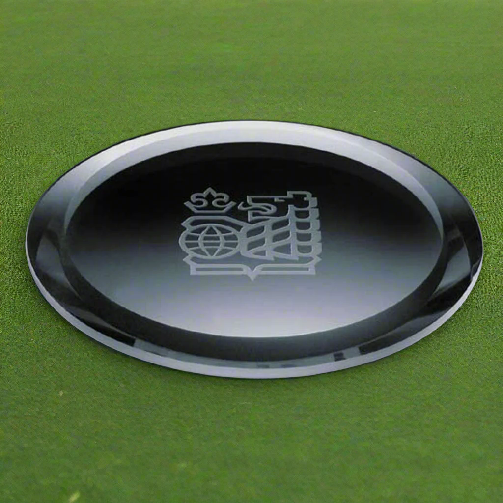 Custom Logo Golf Recognition Crystal Coaster Awards | Bevelled Design ...